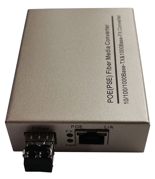 POE/PSE gigabit media converter,1TP+1FX